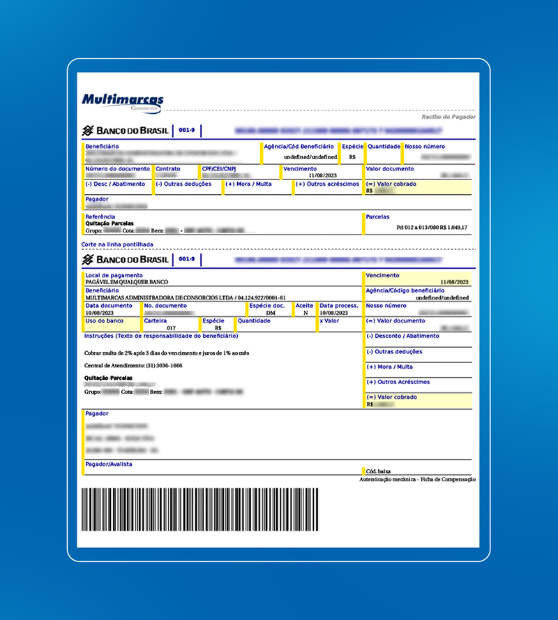 Os boletos da Multimarcas estão de cara nova! - Multimarcas Consórcio
